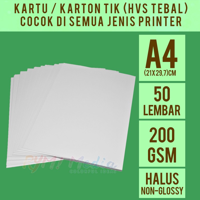 Jual Kertas Kartu TIK 200 gsm A4 isi 50 lembar - Kertas HVS Tebal ...