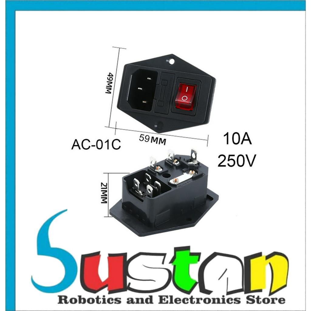Jual AC-01A POWER SOCKET AC01A LED SAKLAR 250V 15A TEMPAT FUSE SKRING | Shopee Indonesia