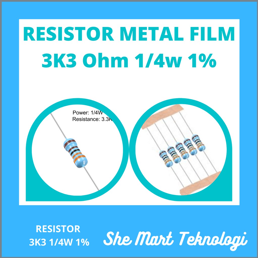 Jual Resistor Metal Film 3K3 Ohm 0.25W 1P 5pcs | Shopee Indonesia