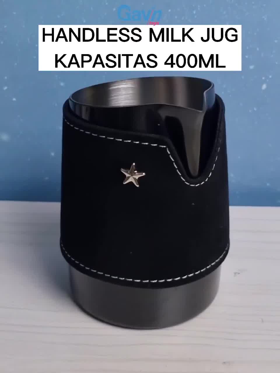 Jual Milk Jug Handless 400ml Jug Susu Handle Free Black Barista Latte ...