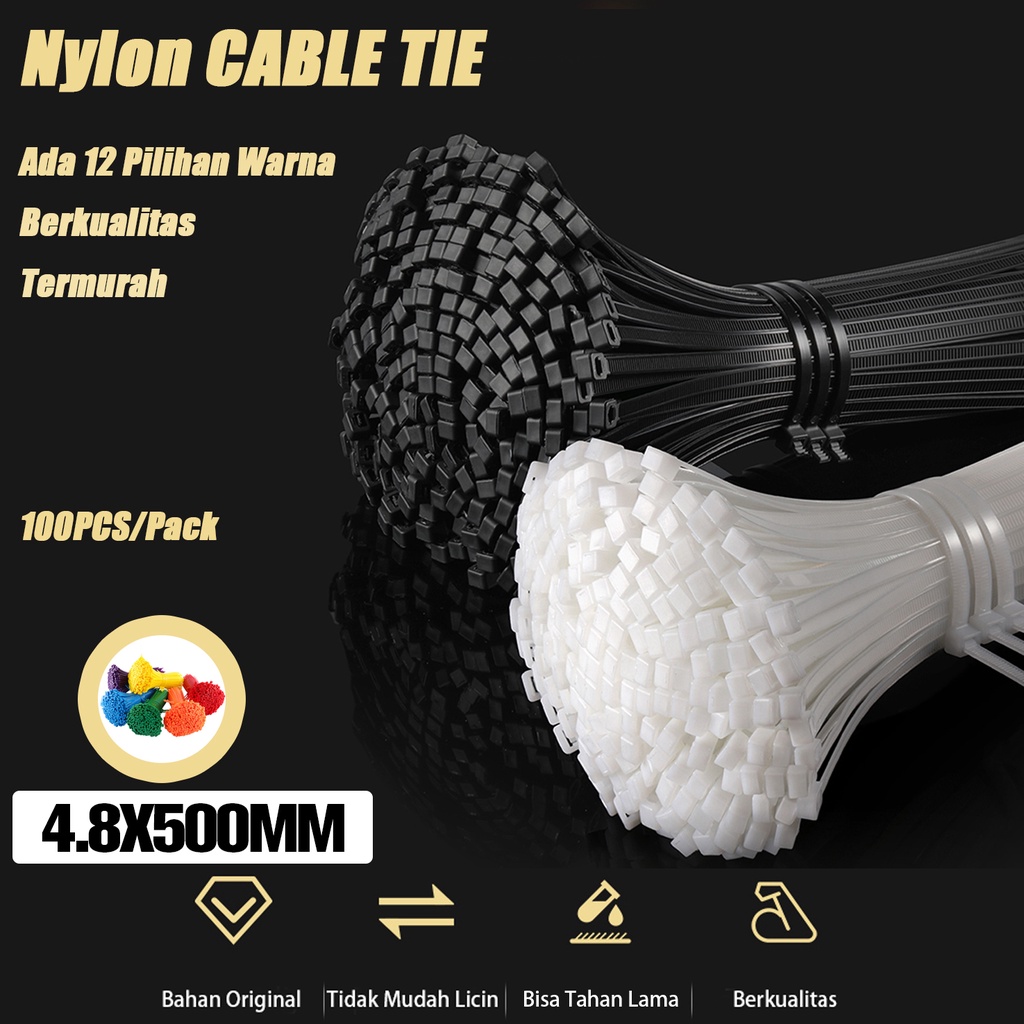 Jual Kabel Ties Cable Tie 4.8 x 500mm（50cm）CV 500 | Shopee Indonesia