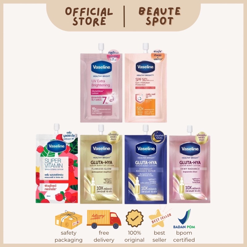 Jual Vaseline Gluta Hya Sachet 30ML Original Thailand | Shopee Indonesia