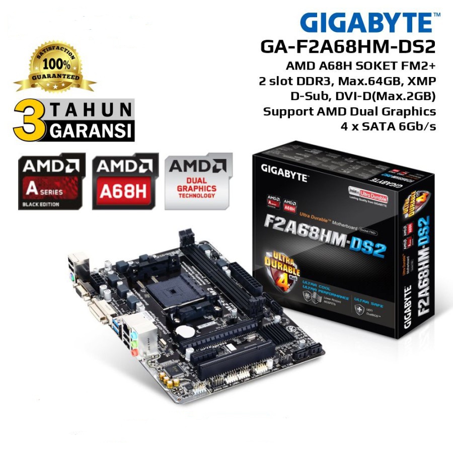 Jual MOTHERBOARD GIGABYTE GA-F2A68HM-DS2 AMD A68H FM2+ FM2 | Shopee ...