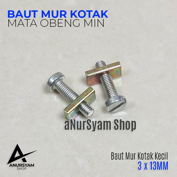 Jual Baut Mur Kotak 3 x 13mm / Baut Mur Kotak Kecil Kepala Bulat Min ...