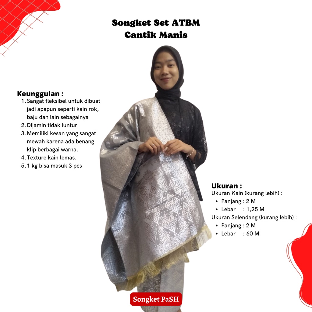 Jual Songket Pash - Songket Palembang Atbm Motif Cantik Manis Silver ...