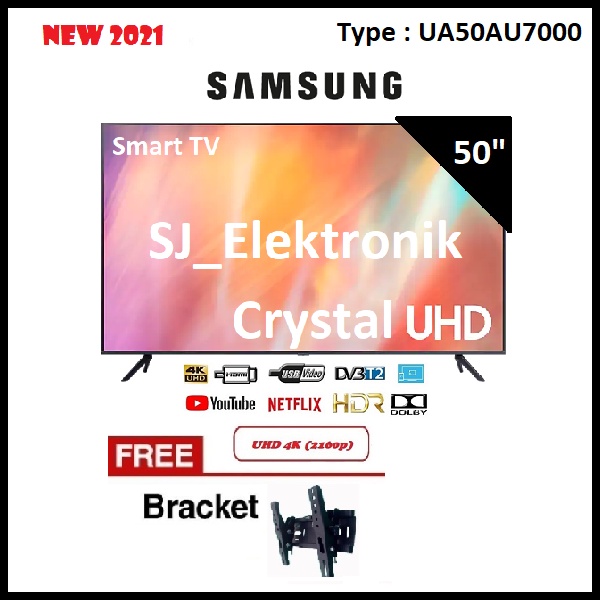 Jual (KHUSUS LUAR KOTA) Braket + LED TV Samsung 50 Inch UA50AU7000 - 50AU7000 Crystal UHD 4K ...