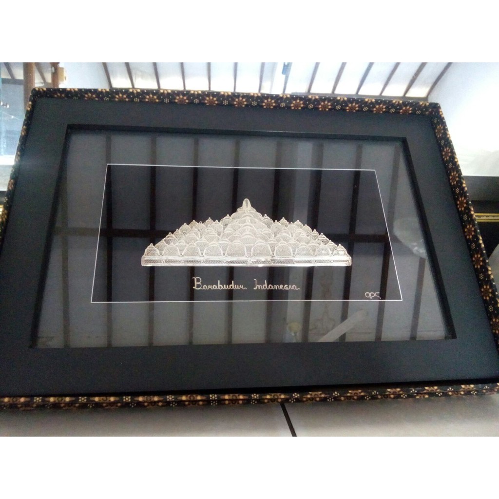 Jual Frame Candi Borobudur Khas Kotagede Silver Yogyakarta | Shopee ...