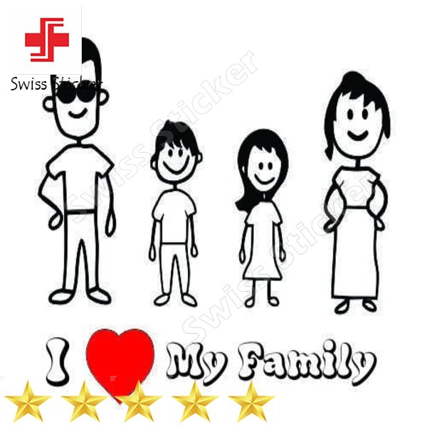 Jual Murah Terbaru Stiker I Love Family untuk mobil keluarga ukuran ...