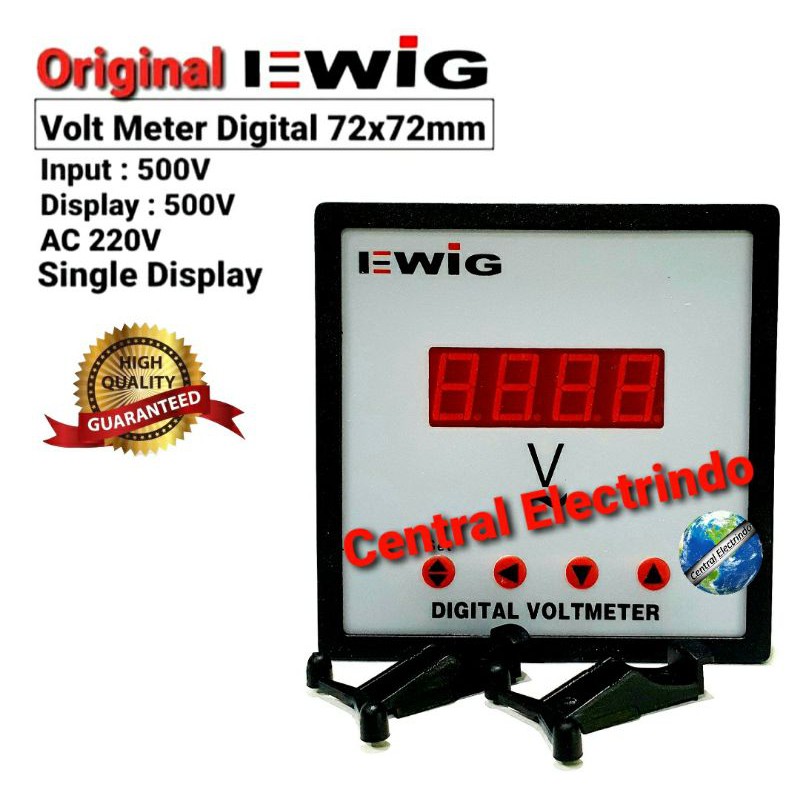 Jual Volt Meter Digital LED 72x72mm E294U Single Dislplay EWIG ...