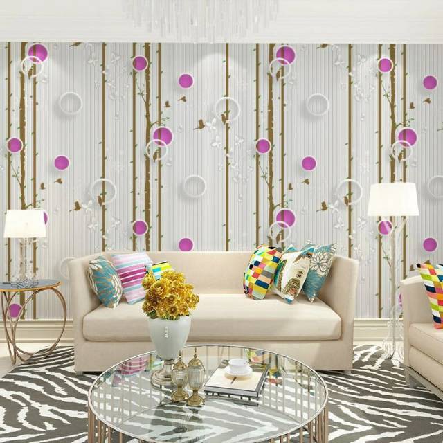 Jual WALLPAPER DINDING Motif BURUNG PINK BULAT | Shopee Indonesia