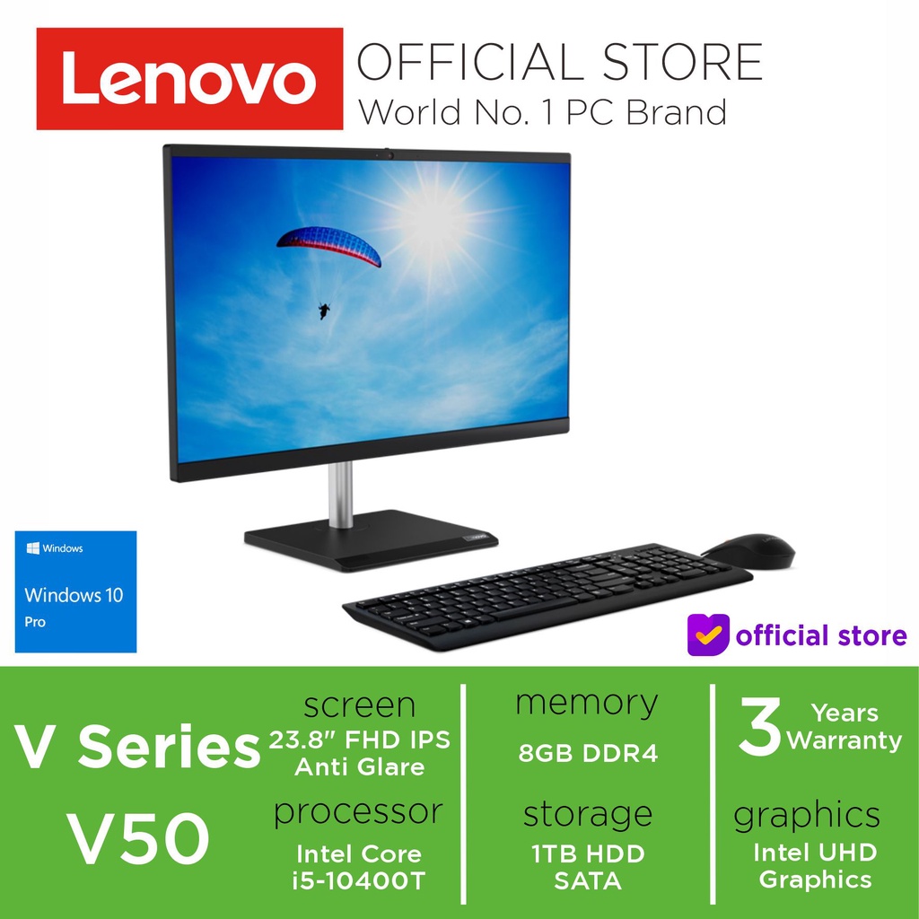 Jual Lenovo V50a-24IMB-GBIF i5 10400T 8GBDDR4 HDD1TB - 23,8" - Win 10 Pro - 3 Years Warranty ...