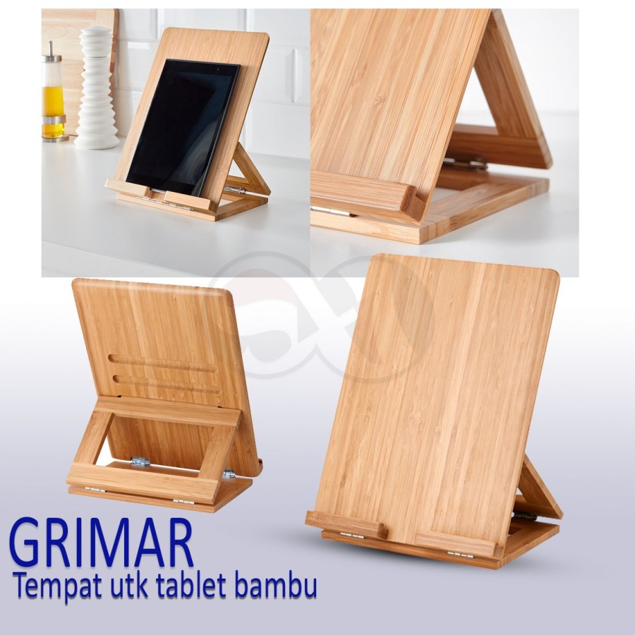 Jual GRIMAR Tempat tablet / stand tablet bambu / dudukan tablet ...