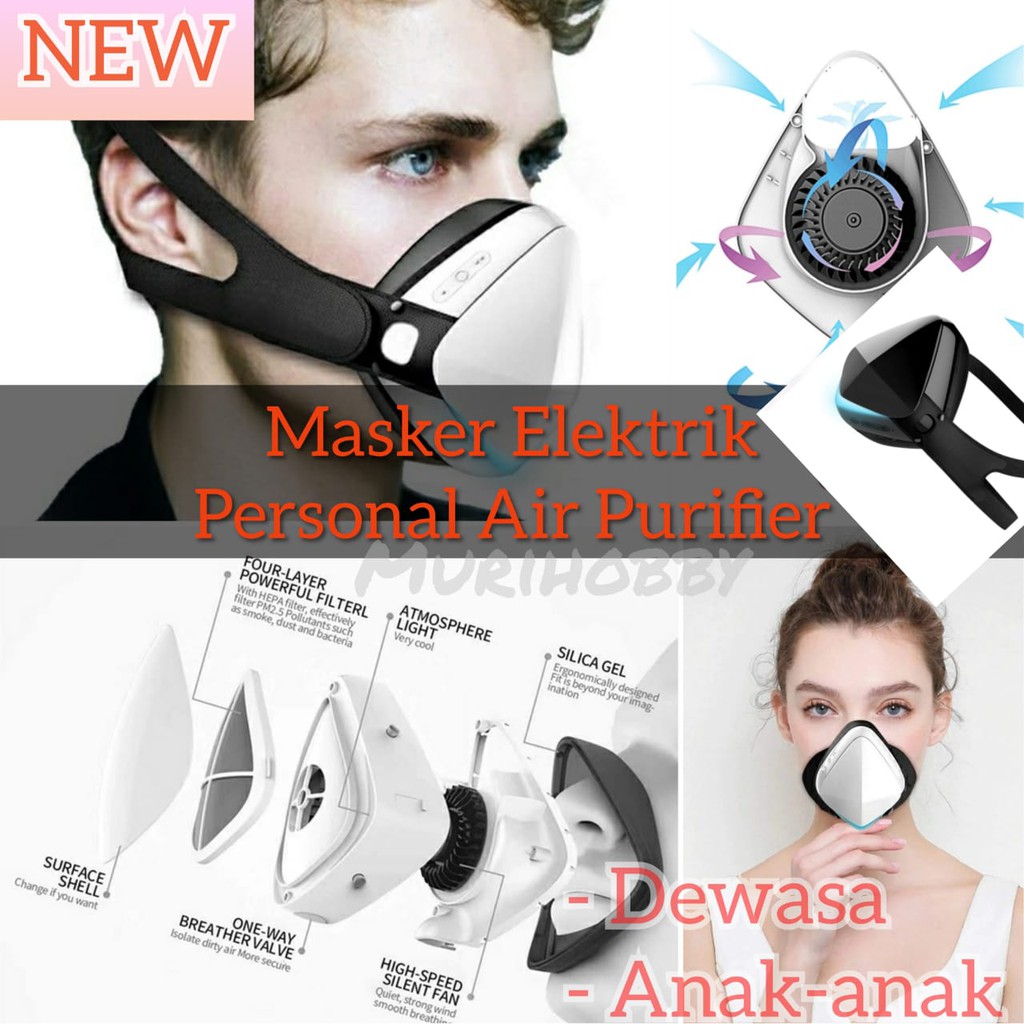 Jual Masker Elektrik Rechargable Personal Air Purifier Mask N95 ...