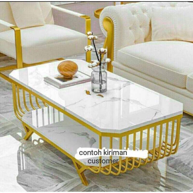 Jual meja tamu industrial top marmer | Shopee Indonesia