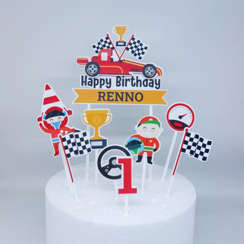 Jual Cake Topper 3D Custom Nama Karakter Ferrari Formula 1 Mobil Balap ...