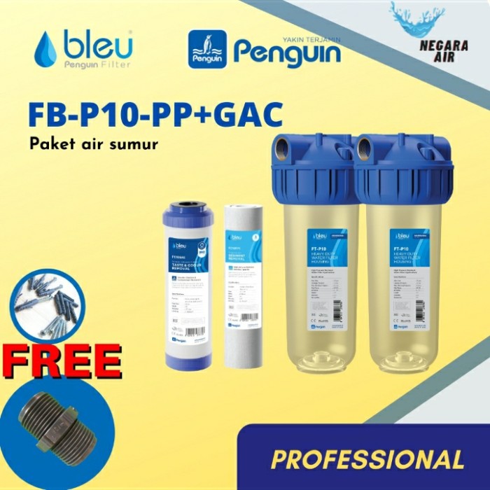 Jual Paket Filter Air Penguin Sumur/Pdam FB 10" PRO PP + GAC | Shopee ...