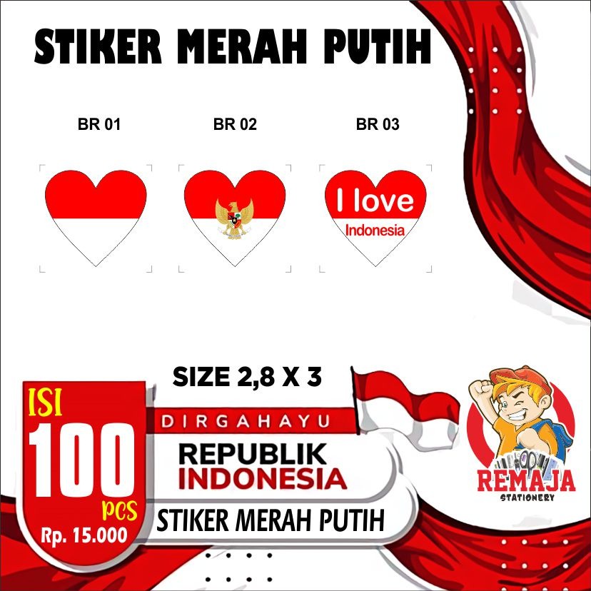 Jual sticker pipi merah putih love isi 100pcs | Shopee Indonesia