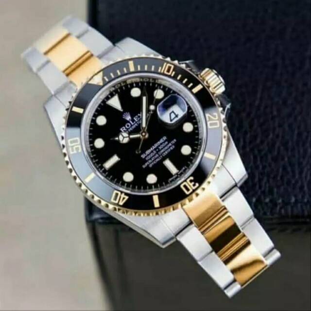 Jual Ready Jam Rolex Submariner combi gold Black Dial JF Swiss clone 11 Murah | Shopee Indonesia