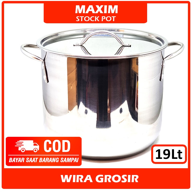 Jual Maxim Panci Besar Stainless + Tutup 19 Liter 20QT | Panci Masak ...