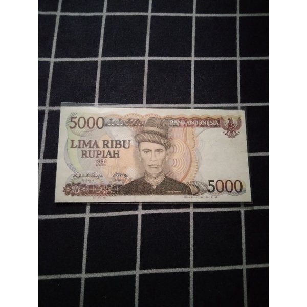 Jual uang kertas kuno 5000 rupiah teuku umar tahun 1986 UNC | Shopee ...