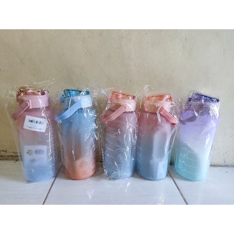 Jual BOTOL MINUM 2 liter korea VIRAL Botol Motivasi FREE BUBBLE PACKING ...