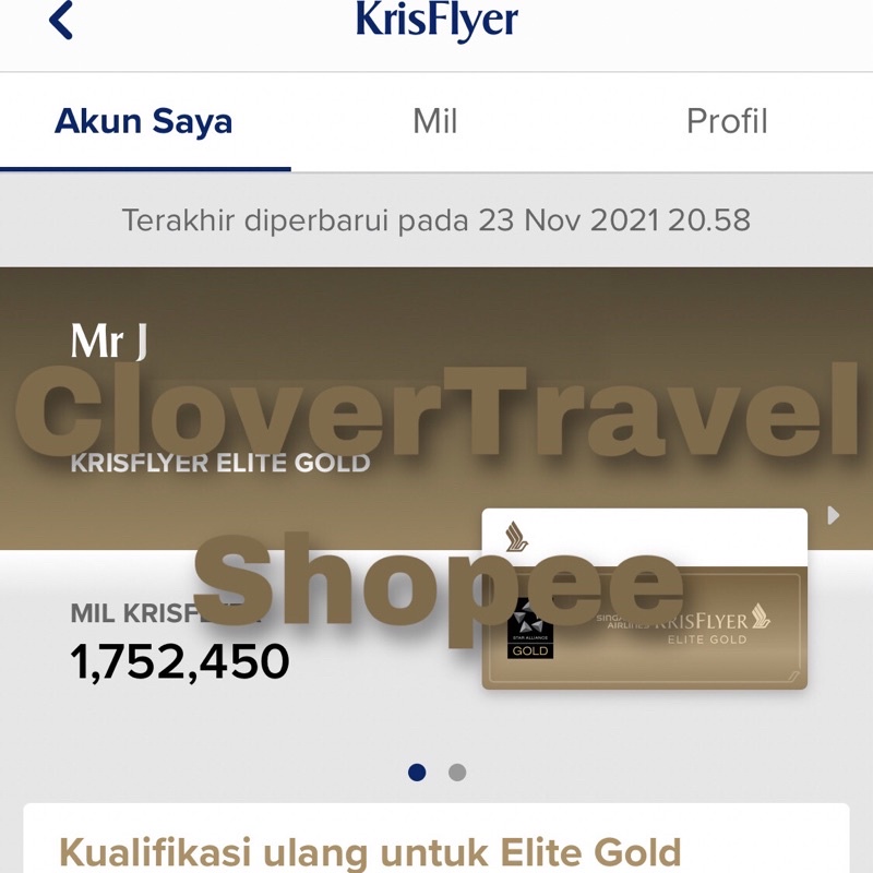Jual KrisFlyer Miles Singapore Airlines SQ | Shopee Indonesia