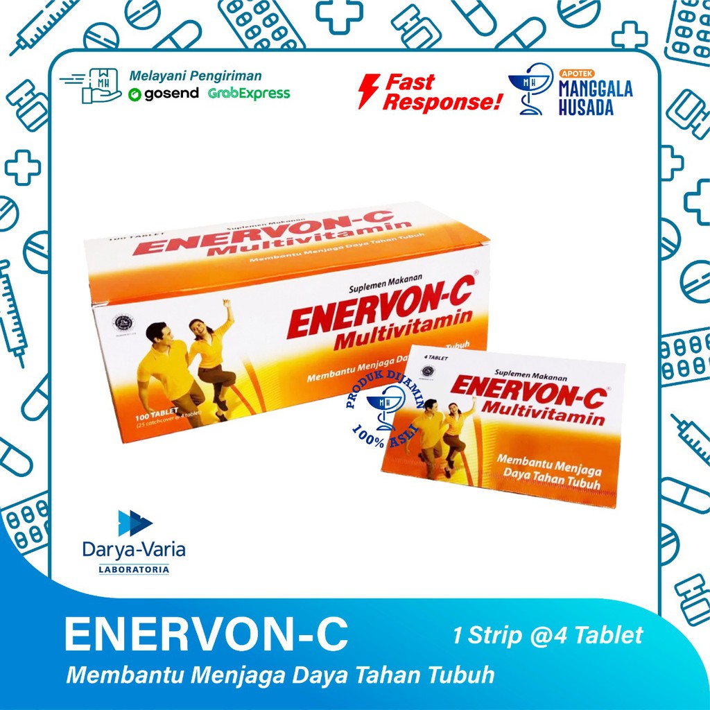 Jual ENERVON C MULTIVITAMIN 1 BOX 25 STRIP @ 4 TABLET (100 TABLET ...
