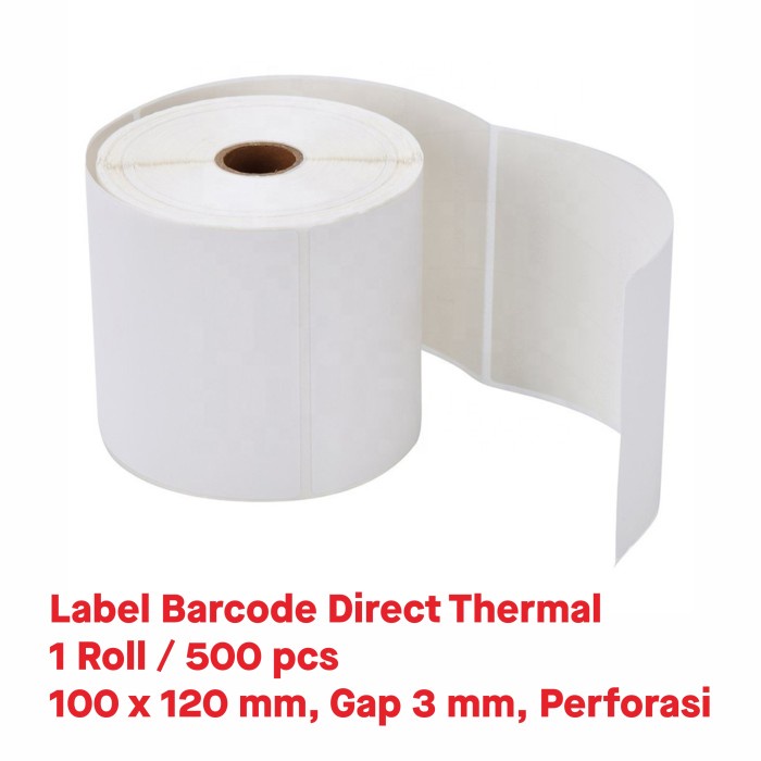Jual Stiker Label Barcode Sticker Direct Thermal 10 x 12 cm 100 x 120 mm (1 Roll / 500 pcs ...