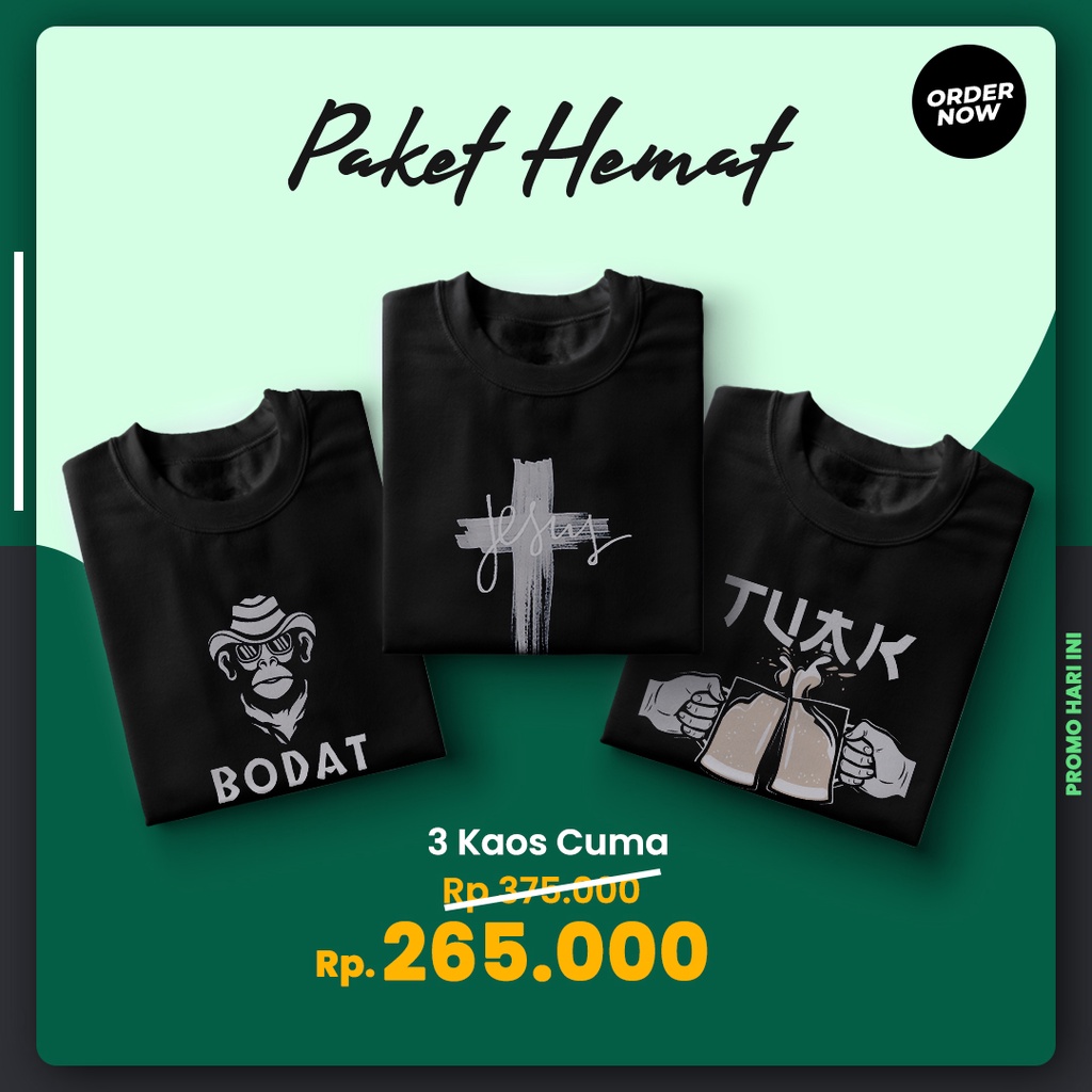 Jual Onan Zo | Paket Hemat 3 Kaos Motif Bodat - Salib - Tuak Marmitu ...