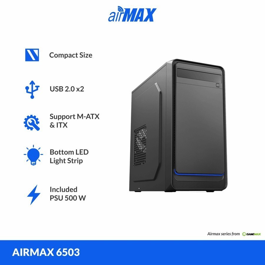 Jual Casing Komputer Gamemax Airmax 6503 Micro-ATX include 500Watt CASE ...