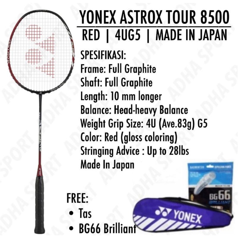 Jual Raket Badminton Yonex Astrox Tour 8500 RED Original Sunrise ...