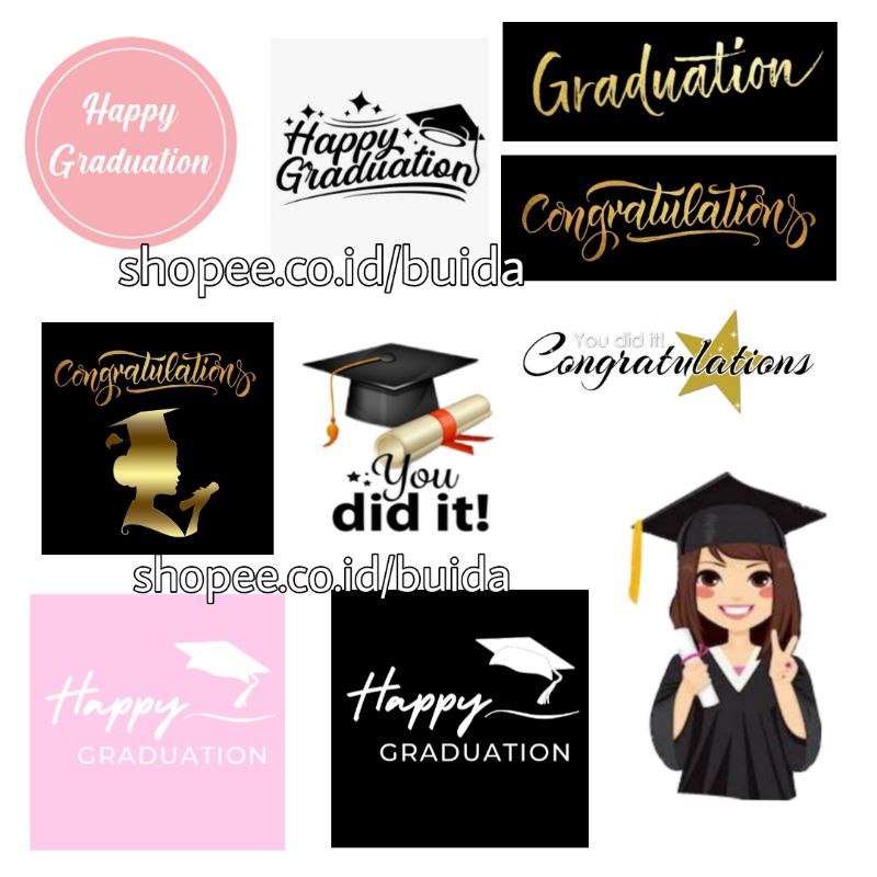 Jual stiker sticker label Happy Graduation Selamat Kelulusan Wisuda ...