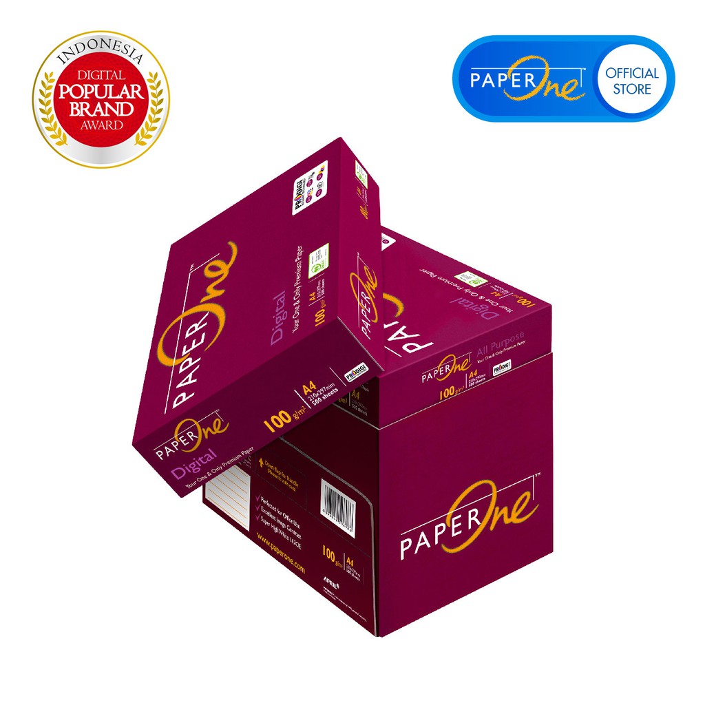 Jual PaperOne Kertas A4 100gr Digital 1 Box (2000 lembar) Kertas HVS A4 ...