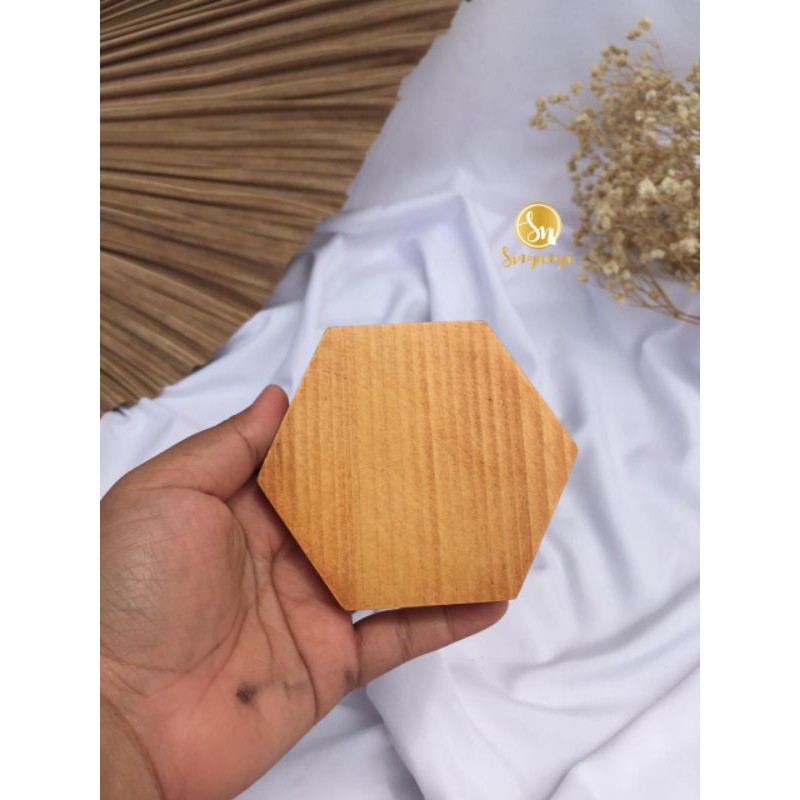 Jual TATAKAN GELAS WOOD COASTER HEXAGONAL | POTONGAN KAYU VERNISH BAHAN ...