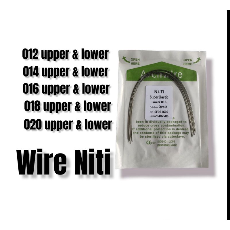 Jual DENTAL KAWAT GIGI BEHEL WIRE NITI 012 014 016 018 020 UPPER LOWER ...