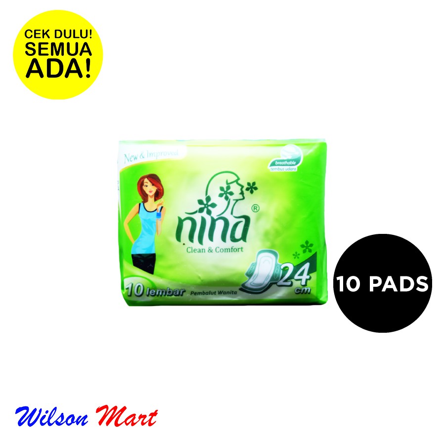 Jual NINA CLEAN COMFORT 24 CM 10 PADS | Shopee Indonesia