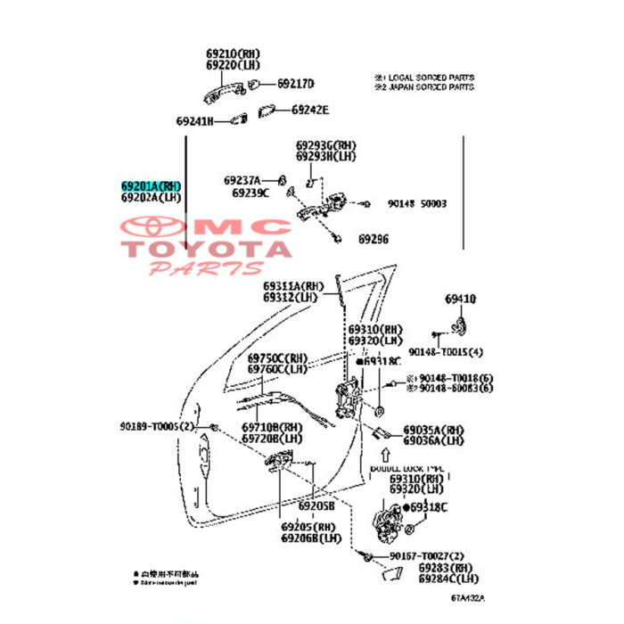 Jual Frame Pintu Depan Kanan Toyota Hilux 69201-0K061 | Shopee Indonesia