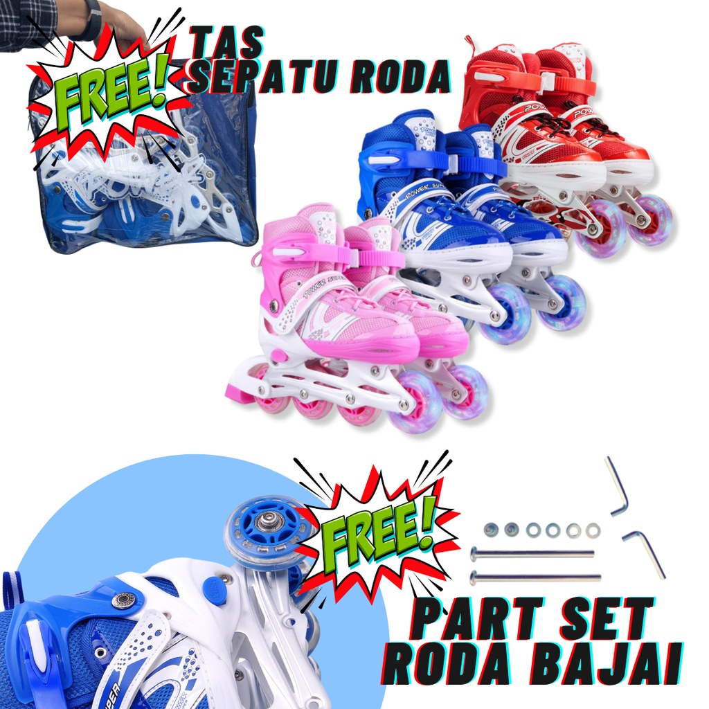 Jual Sepatu Roda Inline Skate Power Bajaj Murah FREE BAUT DAN TAS ...