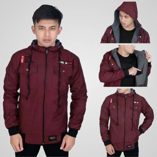 Jual Jaket Pria Semi Parka Rebel Id/FWD02 | Shopee Indonesia