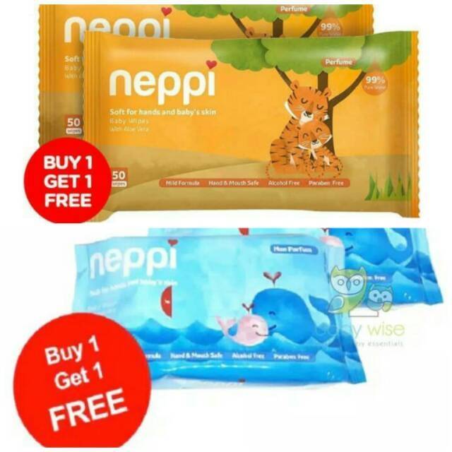 Jual Buy 1 get 1!!! Neppi tissue basah bayi non parfum 50 pcs | Shopee ...