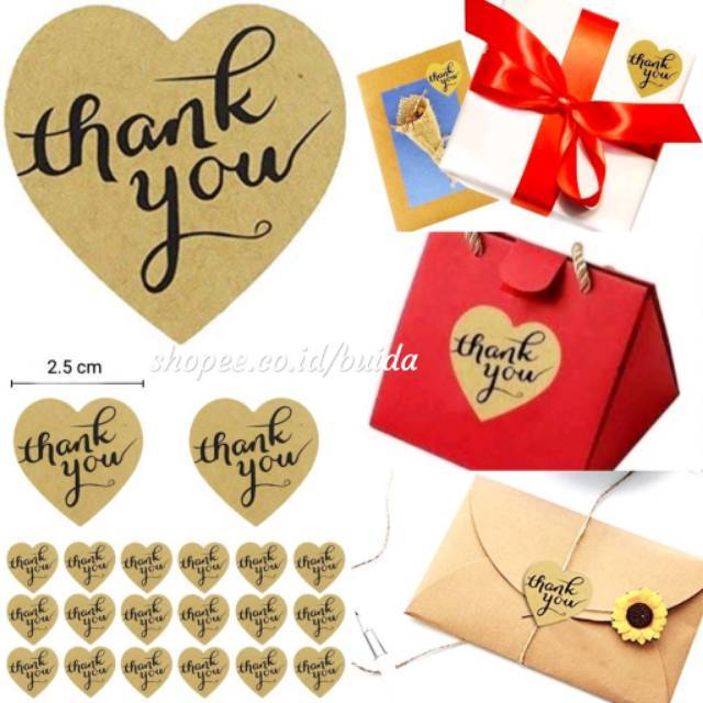 Jual Label Sticker Thank You Heart Shape Segel Kemasan Packaging Sealer ...
