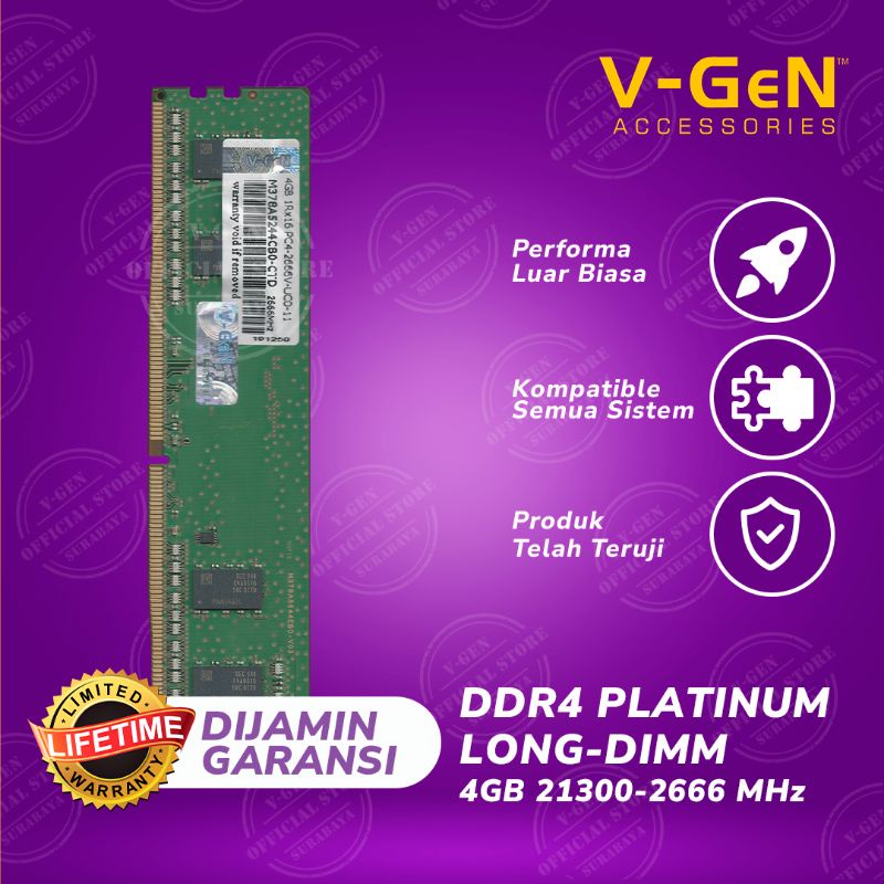 Jual RAM LongDimm DDR4 V-GeN Platinum 4GB PC21300/2666Mhz - Memory PC VGEN | Shopee Indonesia