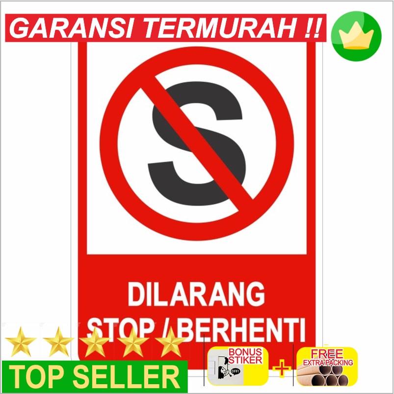 Jual Murah Rambu Dilarang Stop Dilarang Berhenti 35cm x 50cm Plat ...