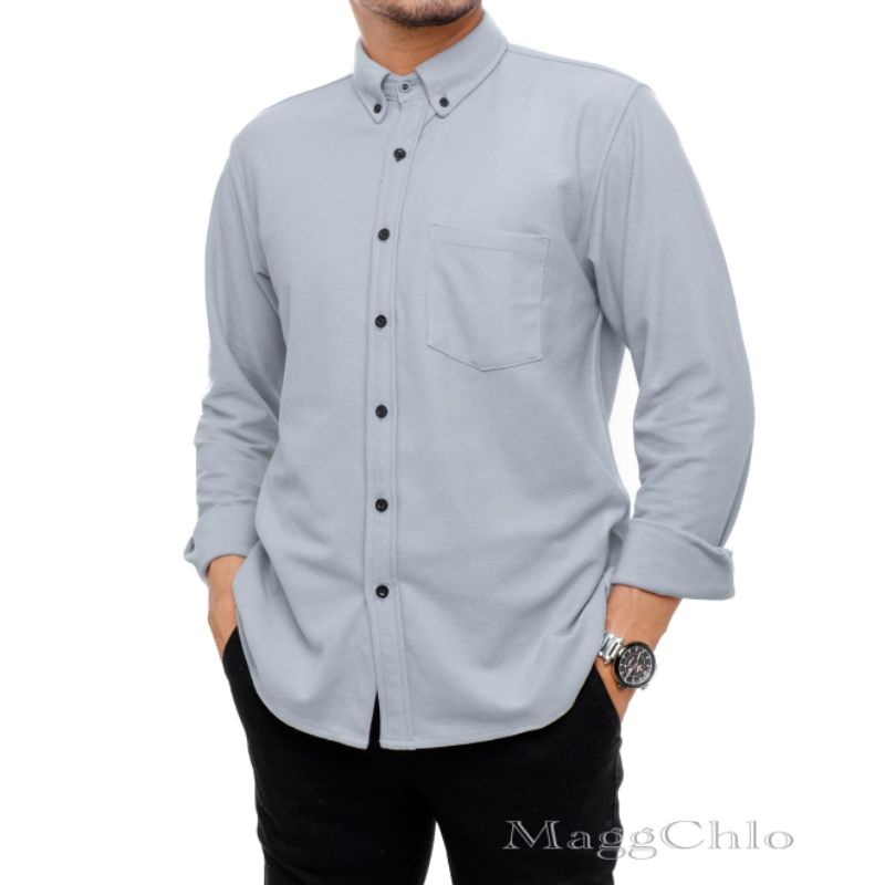 Jual Kemeja Pria Lengan Panjang Abu Muda | Abu Muda Long Sleeve Linen ...