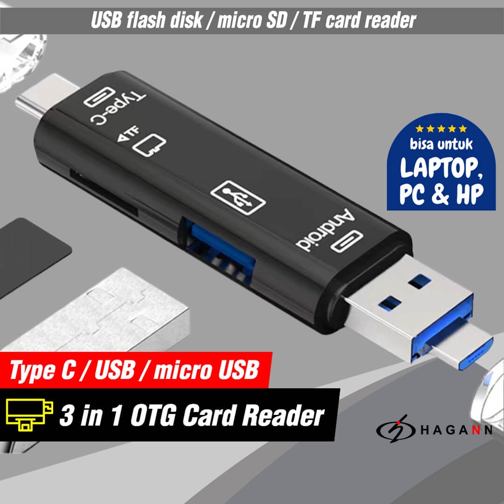 Jual Card Reader Micro SD / USB Memory Card Rider Micro USB / Type C ...
