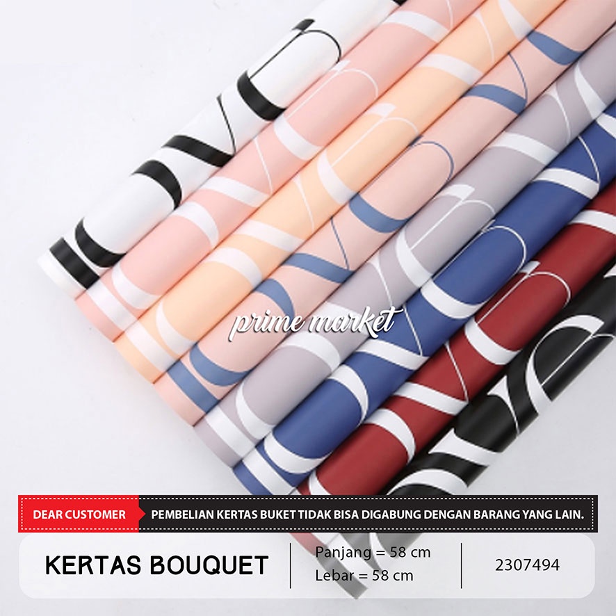 Jual Kertas Buket Bunga Kertas Cellophane Kertas Bunga Buket LOVE YOU ...