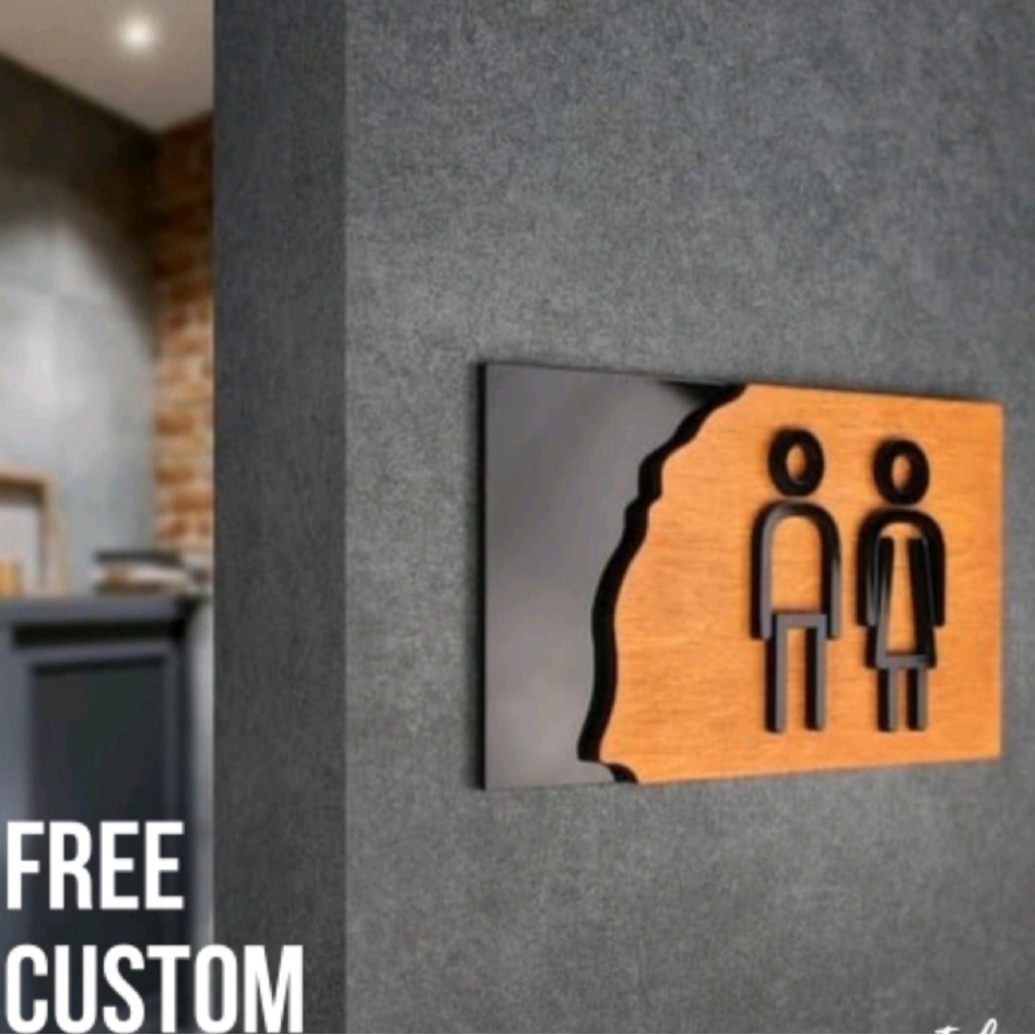 Jual Sign Board Papan Kayu Dekorasi Tanda Toilet Kamar Mandi Akrilik ...