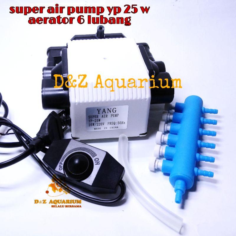 Jual Aerator 6 Lubang Yang Super Air Pump YP 25w Blower 25 Watt Air ...