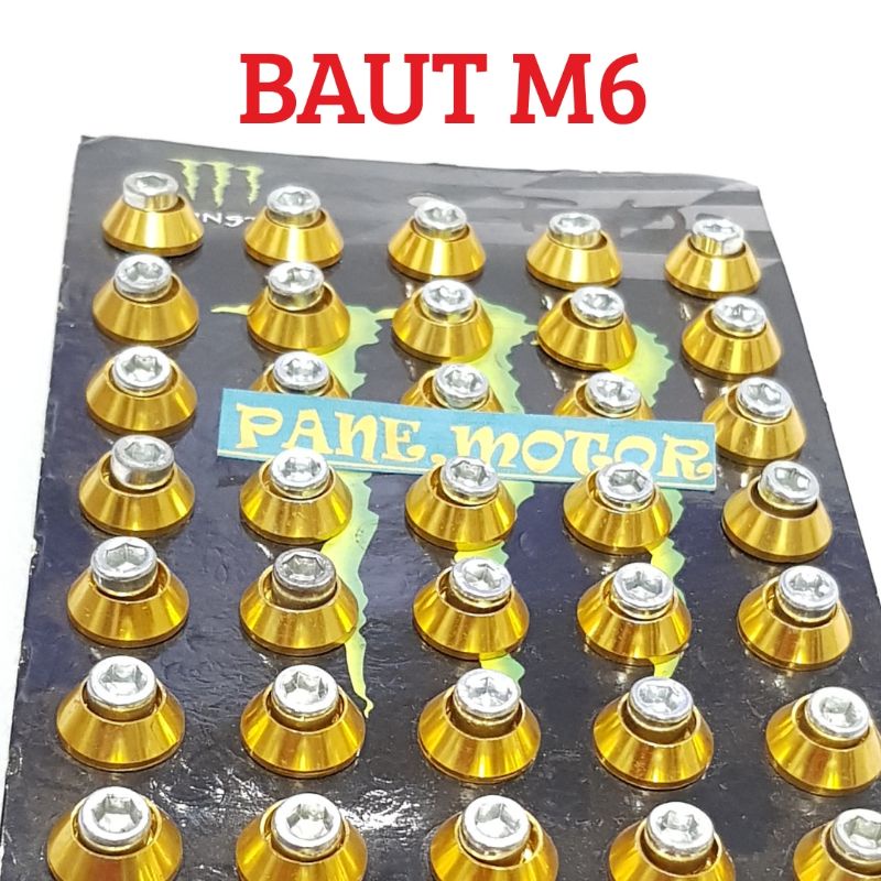 Jual BAUT BAUD BODY M6 MODEL GOLD DRAT 10 BEST QUALITY HARGA 1.PC ...