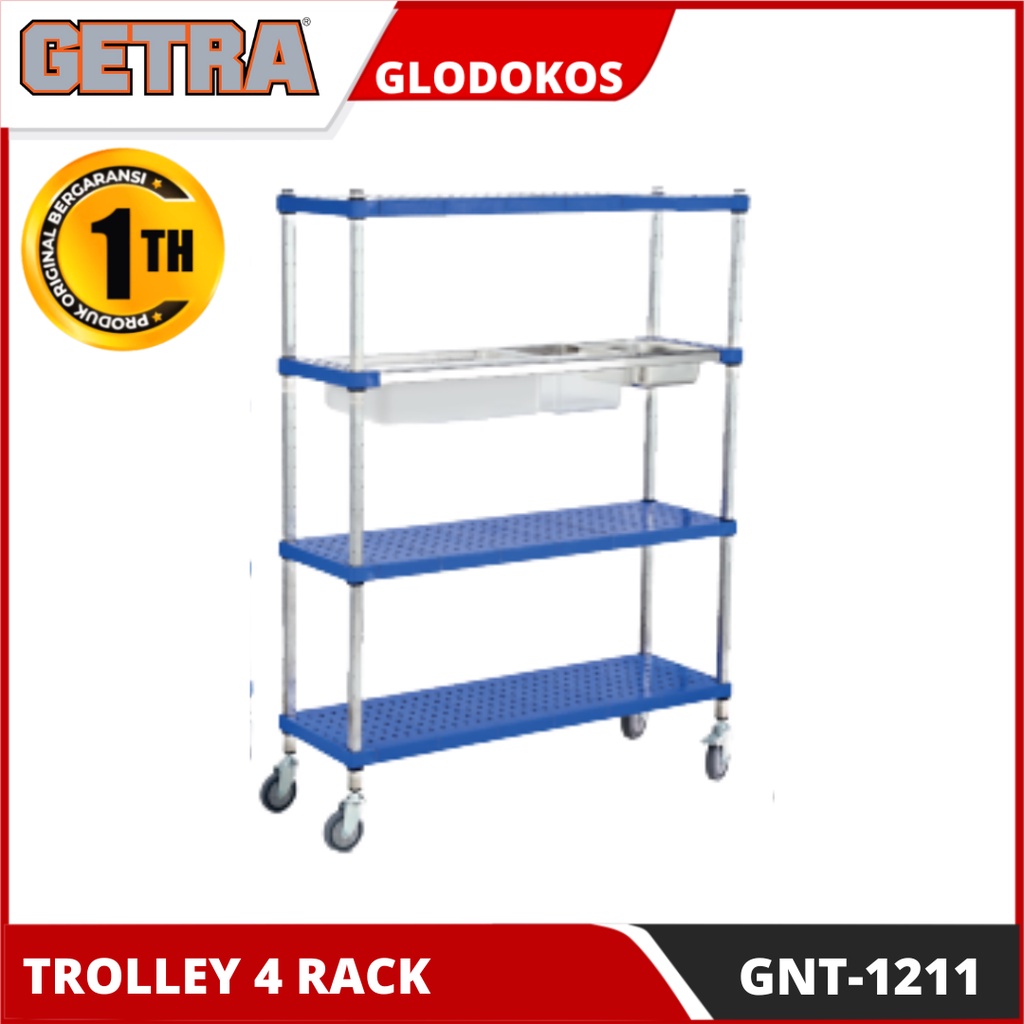 Jual S/S GN RACK TROLLEY GETRA GNT-1211 TROLLEY HOTEL RESTORAN 4 RAK ...
